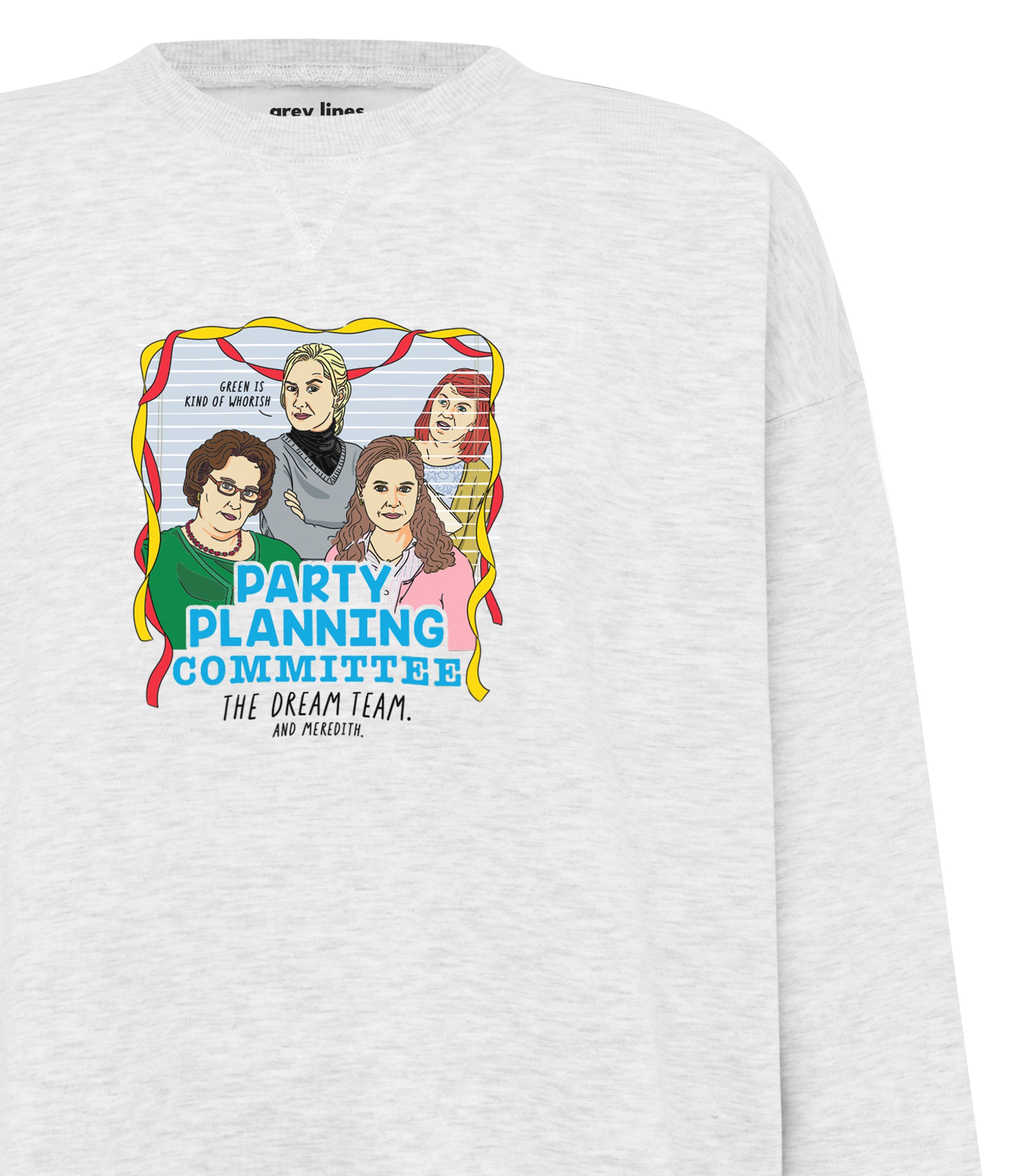 Party Planning Committee (Oversized Sweatshirt) – Grey Lines